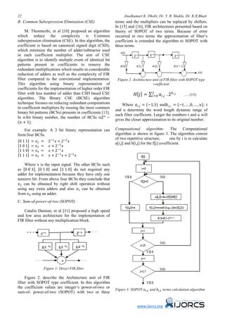 FPGA Implementation Of FIR Filter Using Various Algorithms A Retrospective PDF
