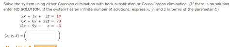 solved solve the system using either gaussian elimination
