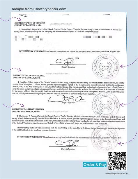 Certified Copy Of A Court Document In Virginia A Certification Of