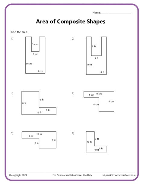 Area And Perimeter Of Composite Shapes K12 Math Worksheets