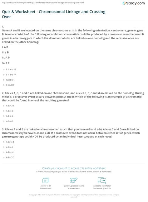 Solved Genetics Worksheet Creating A Linkage Map Of A