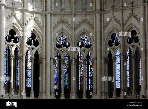 Notre Dame Damiens Cathedral Stained Glass Windows Of The Apse Stock