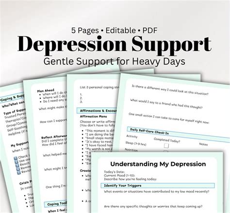 Depression Worksheet Mental Health Workbook Therapist Client Handout