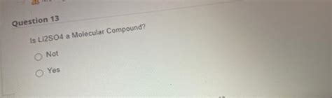 Is Li2so4 A Molecular Compound Not Yes