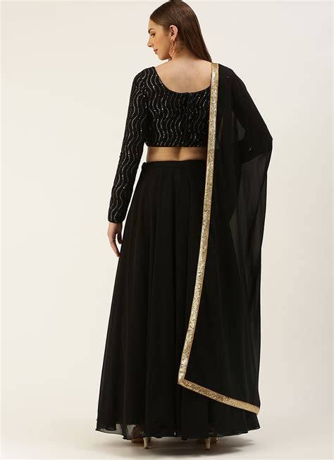 Buy Black Embroidered Sequins Lehenga Festive Wear Online At Best Price Cbazaar