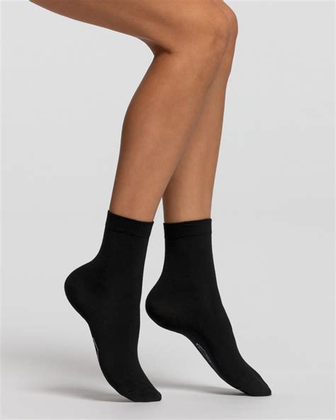 Calzino Cotone Con Tallone E Punte Rinforzate Nero Calze Donna Pompea