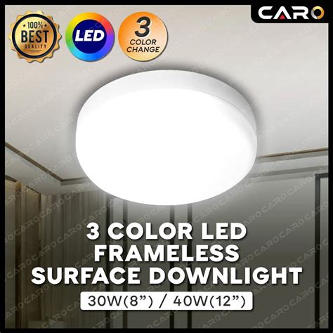 Led 3 Color Surface Downlight 30w40w Round White Frameless Ceiling