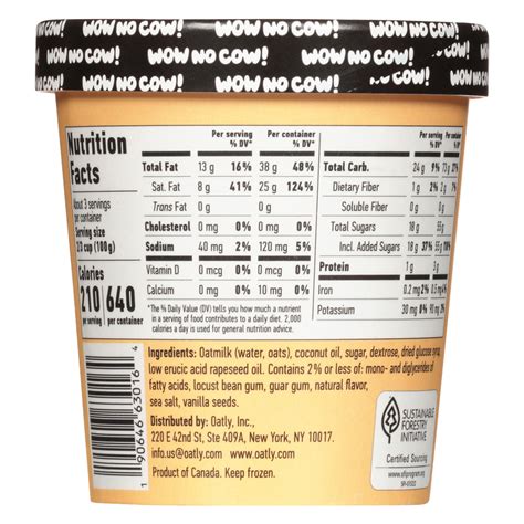 Oatly Non Dairy Vanilla Ice Cream Pint Ice Cream Fast Delivery By App