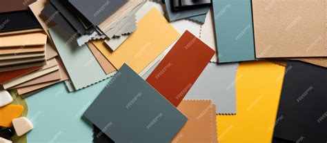 Premium Ai Image Top View Composition Of Interior Design Material Samples On A Colored Background