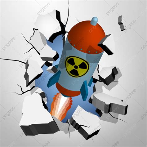 Break Through Vector Hd Png Images Flying Combat Atomic Rocket Punched