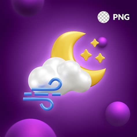 Windy Night Weather 3d Illustration Premium Psd