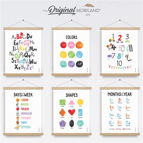 Educational Prints Learning Posters Printable Set Of 6 Land92