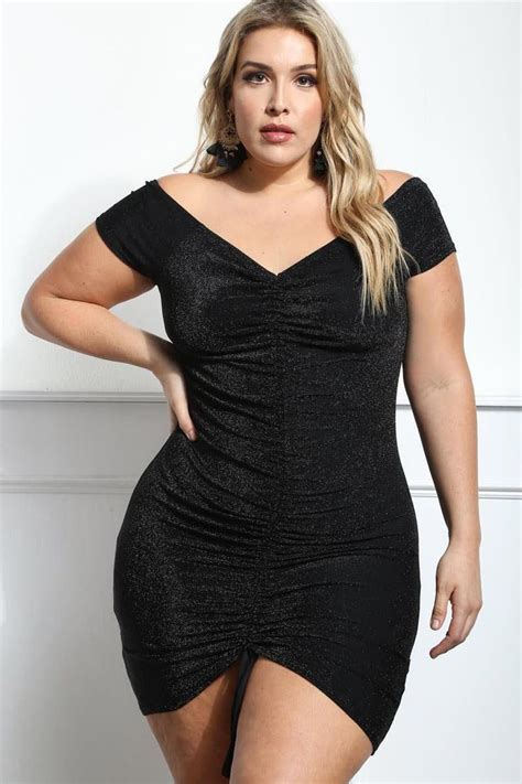 Detail View 1 Metallic Gala Plus Size Ruched Dress Plus Size