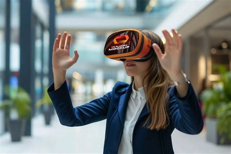 Premium Psd Medium Shot Model Wearing Vr Glasses