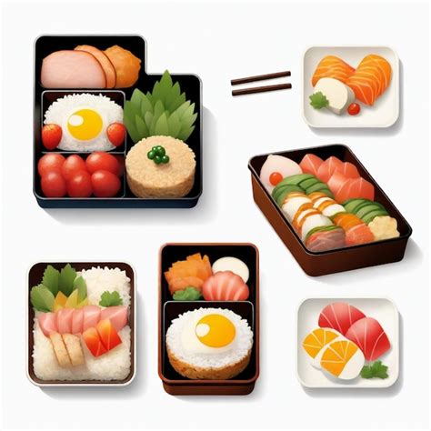 Premium Vector Bento Box Vector Set White Background Isolated