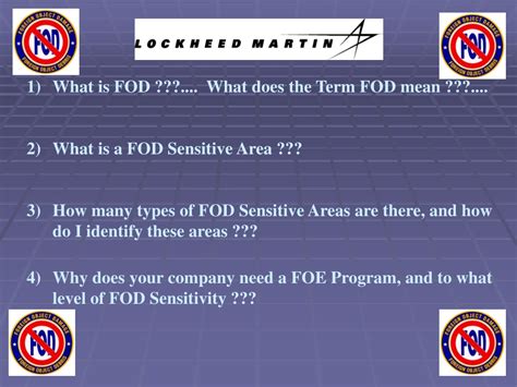 PPT Foreign Object Elimination FOE Program Understanding FOD Sensitivity Levels PowerPoint