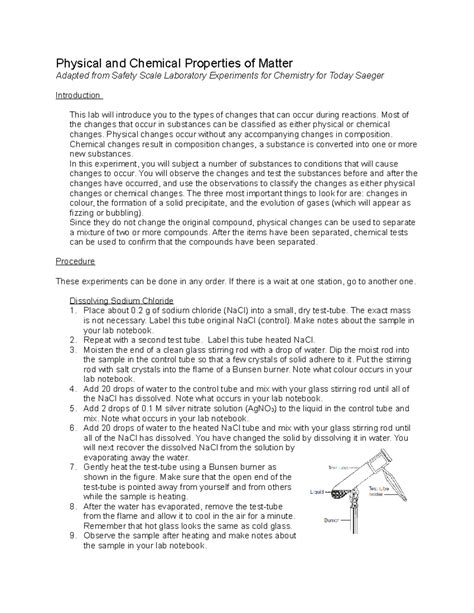 Experiment 3 Protocol Physical And Chemical Properties Physical