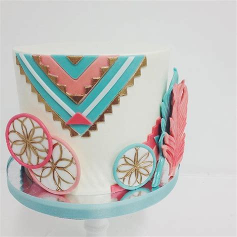 Navajo Patterned Birthday Cake With Dreamy Color Palette