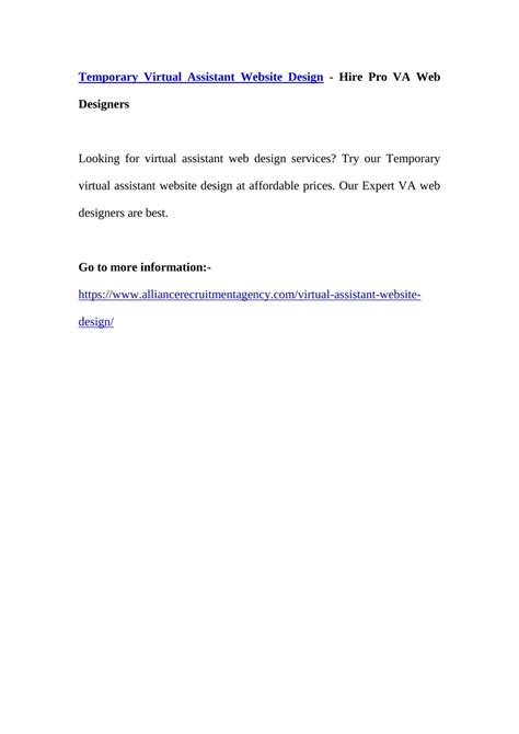 Ppt Temporary Virtual Assistant Website Design Hire Pro Va Web