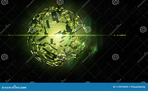 Alien Mega Structure Dyson Sphere Around A Distant Green Star 3d