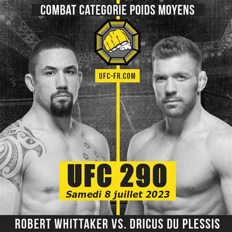 Robert Whittaker Vs Dricus Du Plessis Annoncé à Lufc 290 Ufc Fans