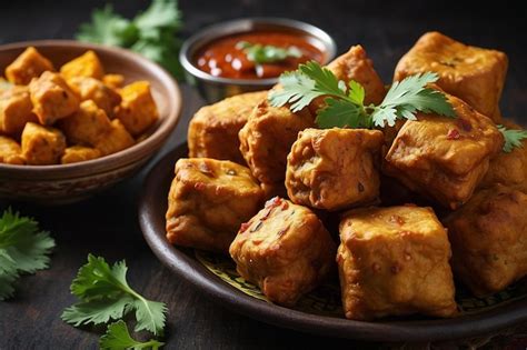Premium Photo Assorted Paneer Veg Pakoras