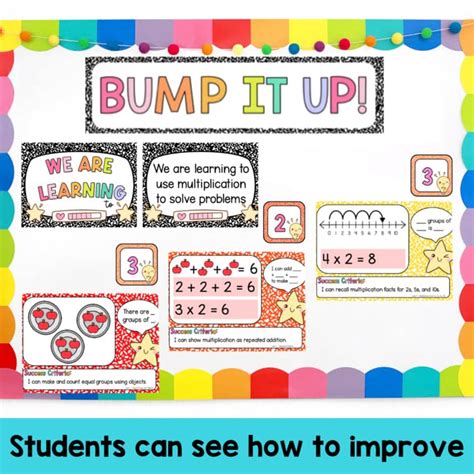 Multiplication Bump It Up Wall Editable Visual Rubric For Math Students