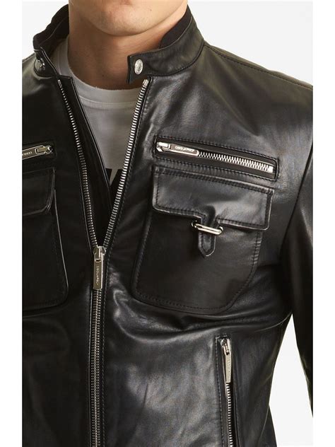 Mens Slim Fit Leather Motorcycle Jacket