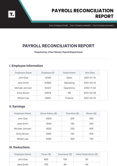Free Payroll Reconciliation Report Template To Edit Online