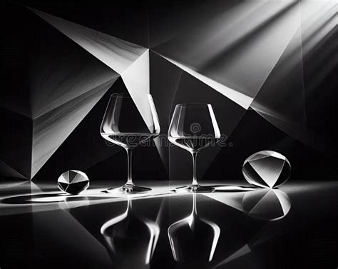 Elegant Wine Glasses And Geometric Shapes Stock Illustration