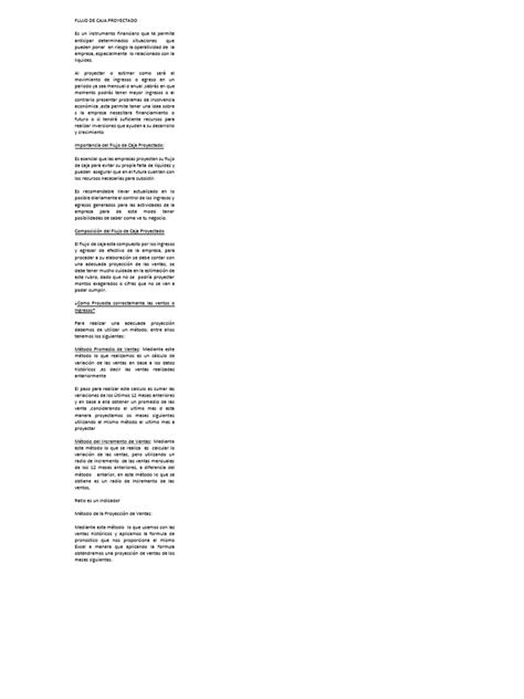 Flujo De Caja Proyectado Pdf Flujo De Efectivo Business