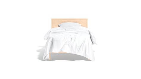 White Wooden Single Bed Twin Singlebed With Pillow And Mattress 3d