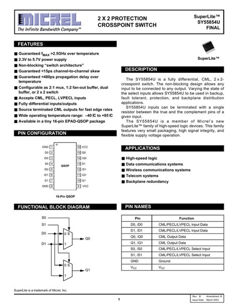 2 X 2 Protection Crosspoint Switch