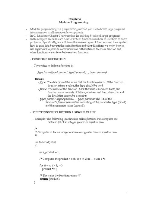 Chapter 6 Modular Programming Concepts In C Cs101 Studocu
