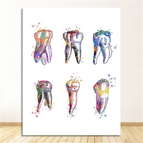 Watercolor Dental Art Tooth Canvas Corx Designs