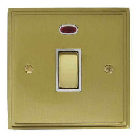 Gh Victorian Cast Satin Brass 20a Dp Switch With Neon Brass Switch