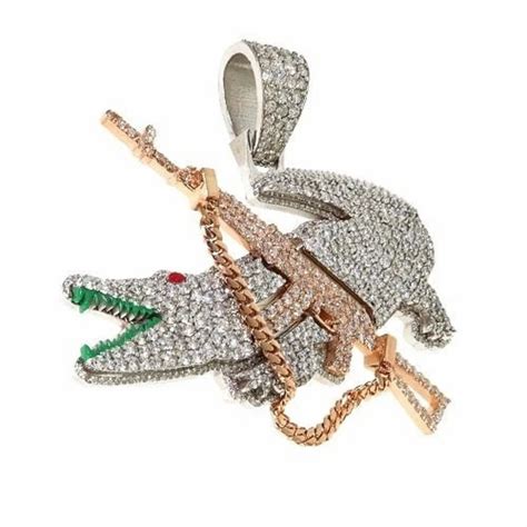 Lenus Real Diamonds Custom Made Alligator Diamond Pendant 636ct 25 Gm