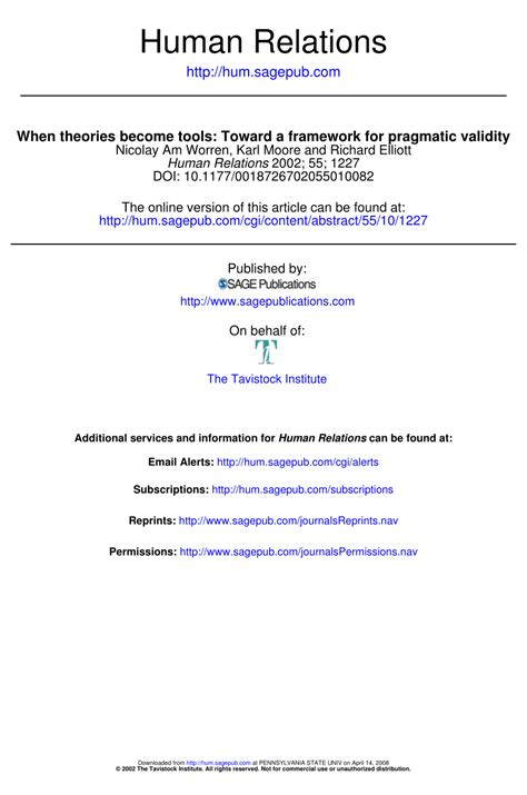 Pdf When Theories Become Tools Toward A Framework For Pragmatic Validity