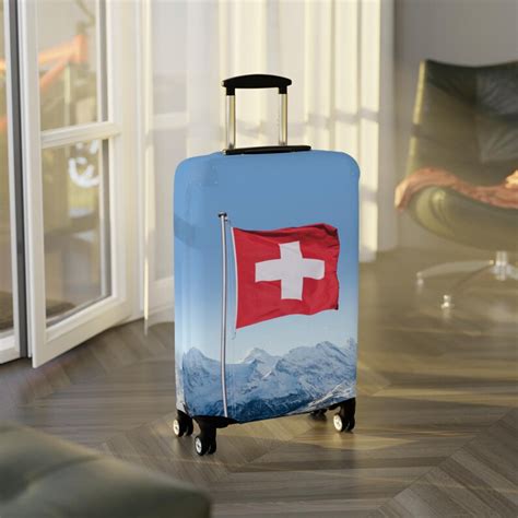 Luggage Cover Swiss Flag Custom Print Design Switzerland Suitcase