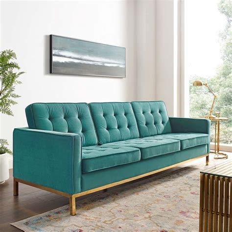 Loft Gold And Teal Velvet Sofa Las Vegas Furniture Store Modern Home