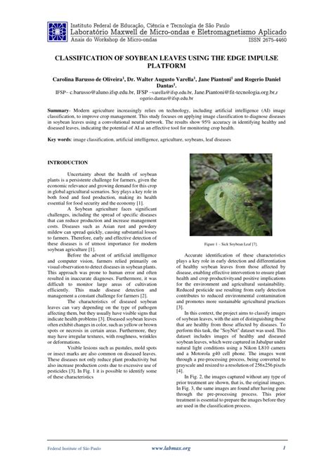 Pdf Classification Of Soybean Leaves Using The Edge Impulse Platform