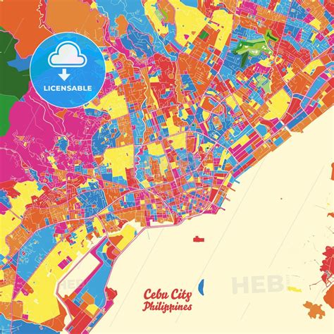 Cebu City Cebu Philippines Crazy Colorful Map Print Template Cebu