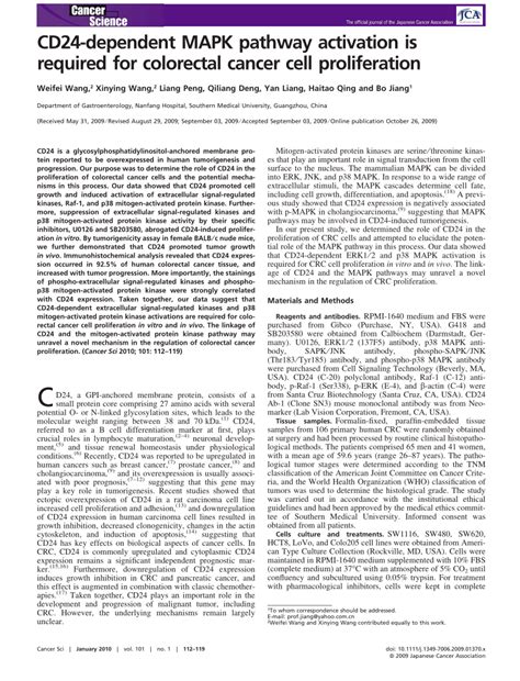 Pdf Pak1 Dependent Mapk Pathway Activation Is Required For Colorectal Cancer Cell Proliferation