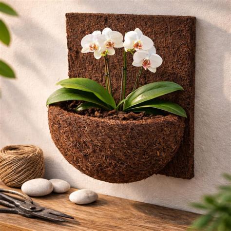 Natural Tree Fern Wall Planter Coconut Fiber Orchid Sconce Mount Pot