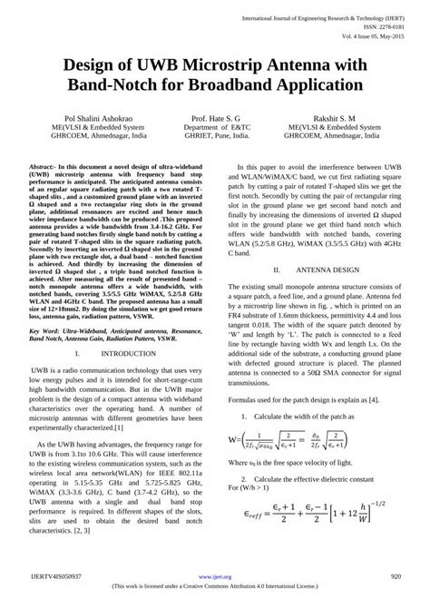 Pdf Design Of Uwb Microstrip Antenna With Band Notch · Design Of
