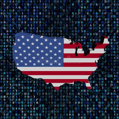 Usa Map Flag On Hex Code Illustration Stock Illustration Illustration Of Technology Code