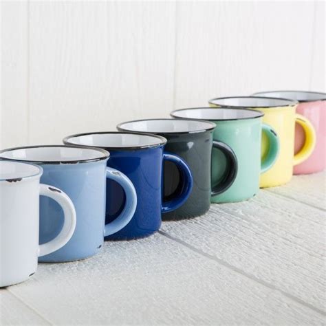 Ceramic Tinware Mugs Five Colorful Coffee Mugs Set