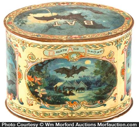 Bat Breath And Throat Lozenge Tin • Antique Advertising
