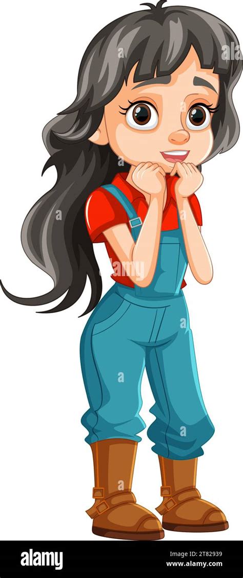 Chica De Personaje De Dibujos Animados Tímida Chica De Personaje De Dibujos Animados Tímida