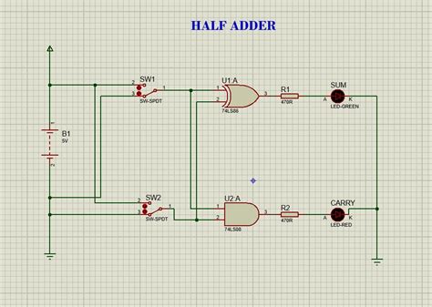 Digitalelectronics Proteus Pcbdesign Halfadder Engineeringprojects